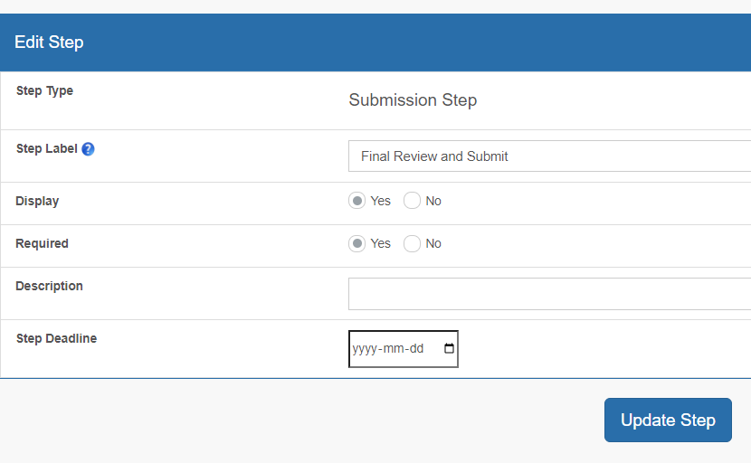 How to Create and Edit Submission Steps